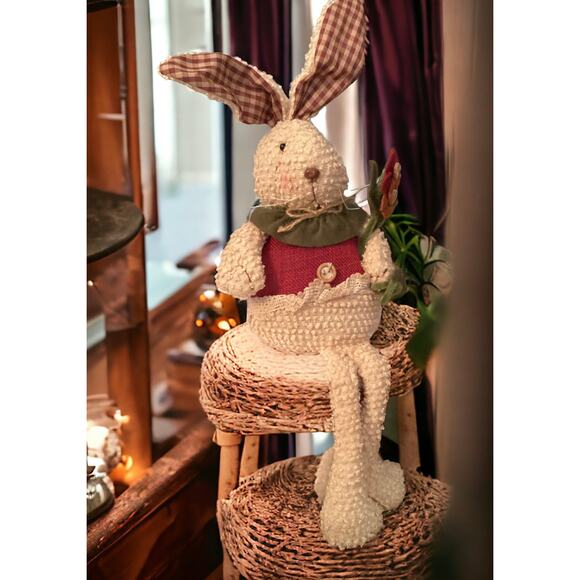 Unknown | Toys | Vintage Rabbit Handmade Shelf Sitting Plush Bunny ...